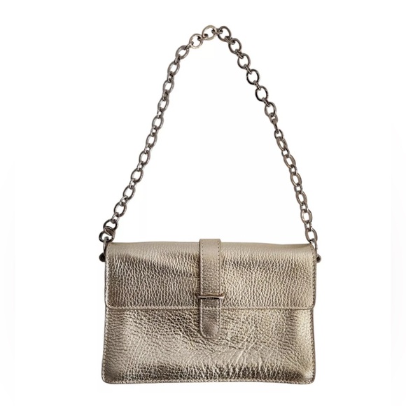 Furla | Bags | Furla Italy Mini Shoulder Bag Gold Metalliccrackled ...